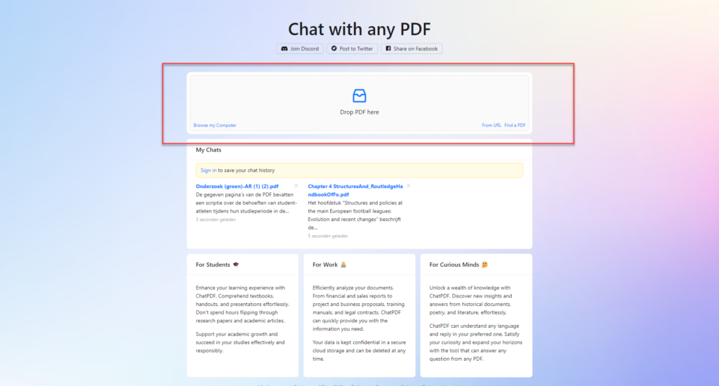 ChatPDF – AI Voor Studenten